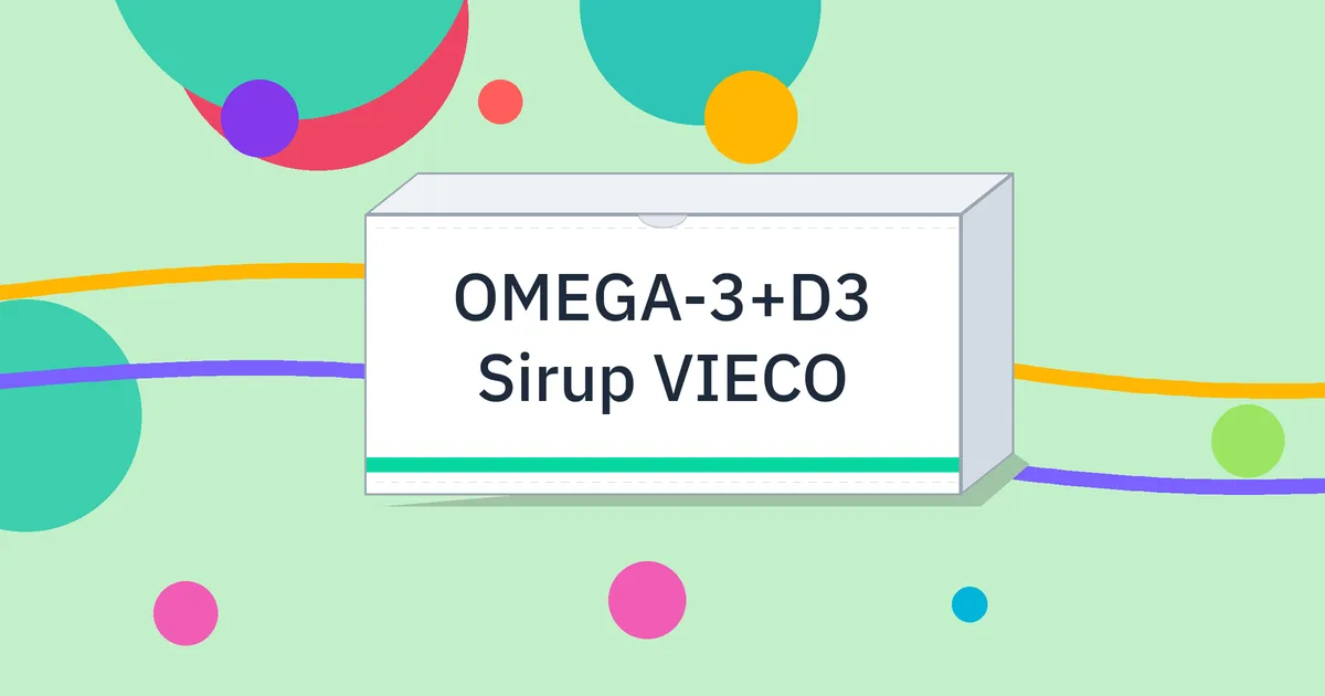 Symbolbild: Packung mit der Aufschrift OMEGA-3+D3 Sirup VIECO (PZN 20837958) – Verfügbarkeit und Bezug in Apotheken in Frankfurt am Main