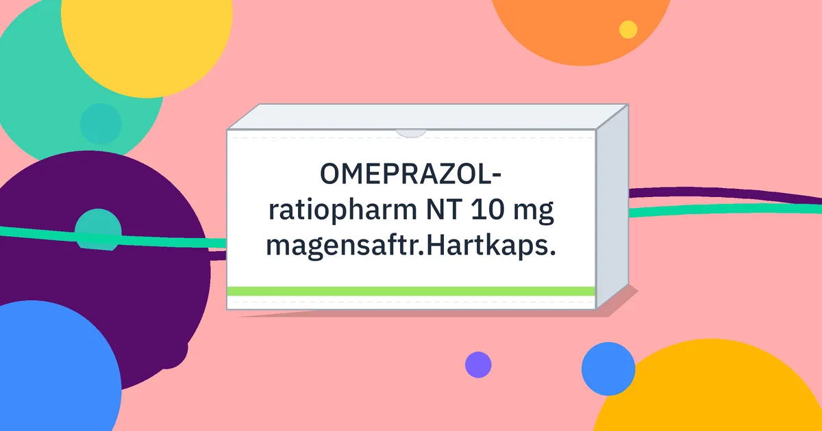 Symbolbild: Packung mit der Aufschrift OMEPRAZOL-ratiopharm NT 10 mg magensaftr.Hartkaps. (PZN 02559869) – Verfügbarkeit und Bezug in Apotheken in Frankfurt am Main
