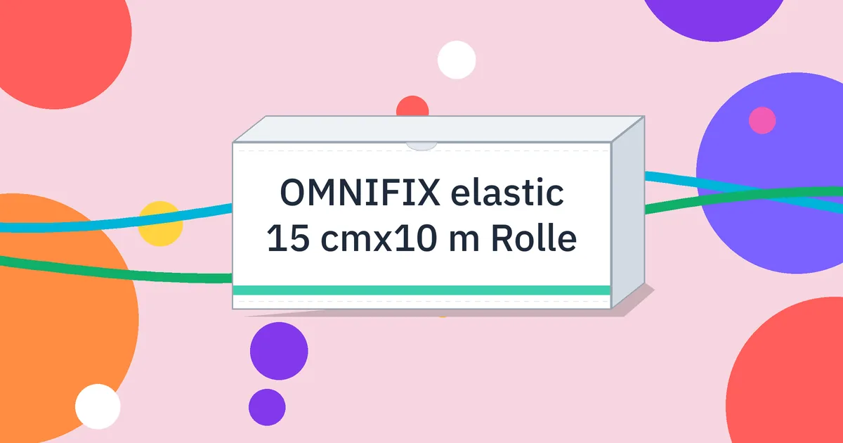 Symbolbild: Packung mit der Aufschrift OMNIFIX elastic 15 cmx10 m Rolle (PZN 05530004) – Verfügbarkeit und Bezug in Apotheken in Frankfurt am Main