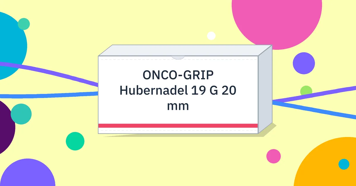 Symbolbild: Packung mit der Aufschrift ONCO-GRIP Hubernadel 19 G 20 mm (PZN 15375817) – Verfügbarkeit und Bezug in Apotheken in Frankfurt am Main