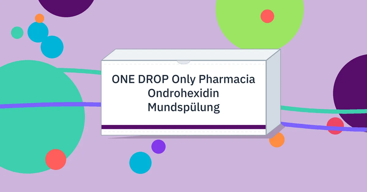 Symbolbild: Packung mit der Aufschrift ONE DROP Only Pharmacia Ondrohexidin Mundspülung (PZN 11191569) – Verfügbarkeit und Bezug in Apotheken in Frankfurt am Main