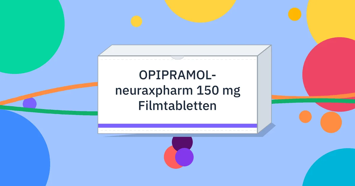 Symbolbild: Packung mit der Aufschrift OPIPRAMOL-neuraxpharm 150 mg Filmtabletten (PZN 03480147) – Verfügbarkeit und Bezug in Apotheken in Frankfurt am Main