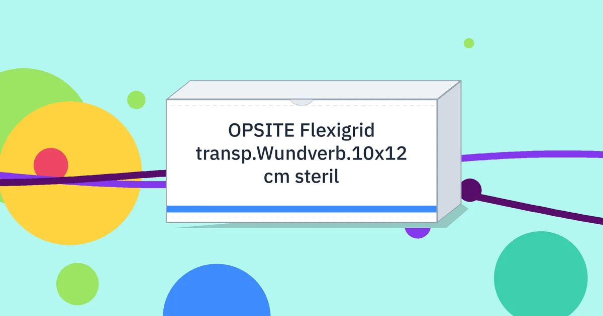 Symbolbild: Packung mit der Aufschrift OPSITE Flexigrid transp.Wundverb.10x12 cm steril (PZN 09116431) – Verfügbarkeit und Bezug in Apotheken in Frankfurt am Main