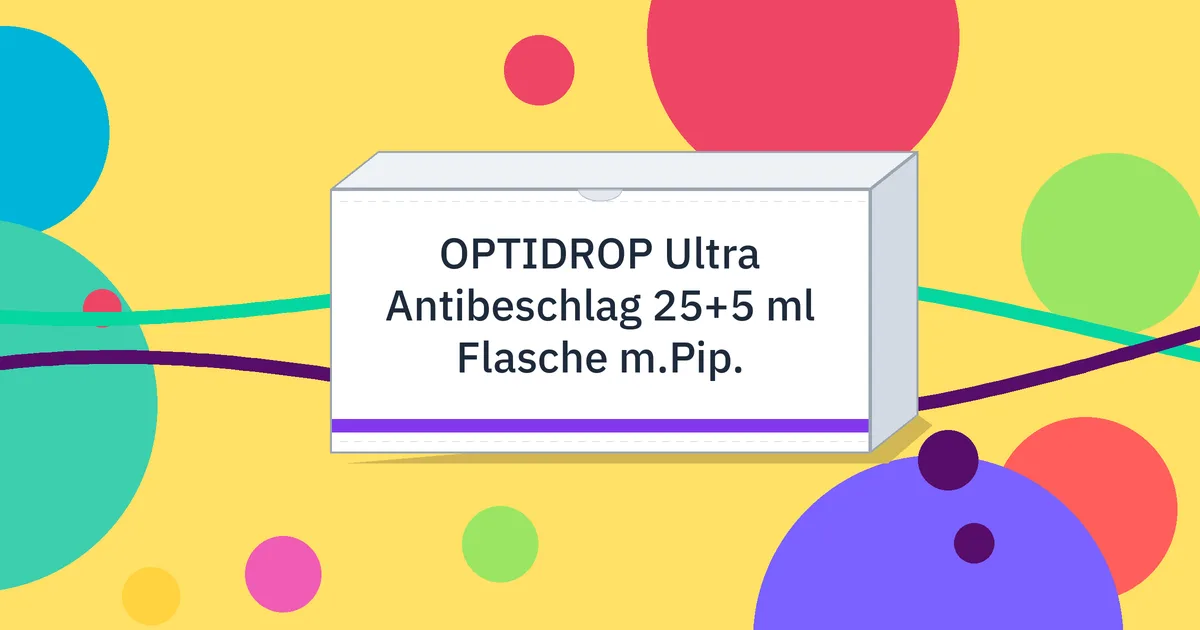 Symbolbild: Packung mit der Aufschrift OPTIDROP Ultra Antibeschlag 25+5 ml Flasche m.Pip. (PZN 13873296) – Verfügbarkeit und Bezug in Apotheken in Frankfurt am Main