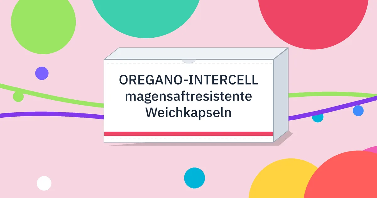 Symbolbild: Packung mit der Aufschrift OREGANO-INTERCELL magensaftresistente Weichkapseln (PZN 14407366) – Verfügbarkeit und Bezug in Apotheken in Frankfurt am Main