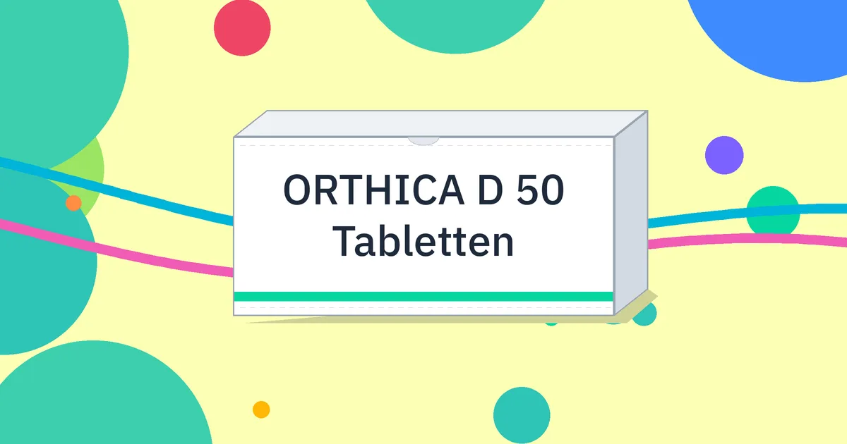 Symbolbild: Packung mit der Aufschrift ORTHICA D 50 Tabletten (PZN 13845785) – Verfügbarkeit und Bezug in Apotheken in Frankfurt am Main