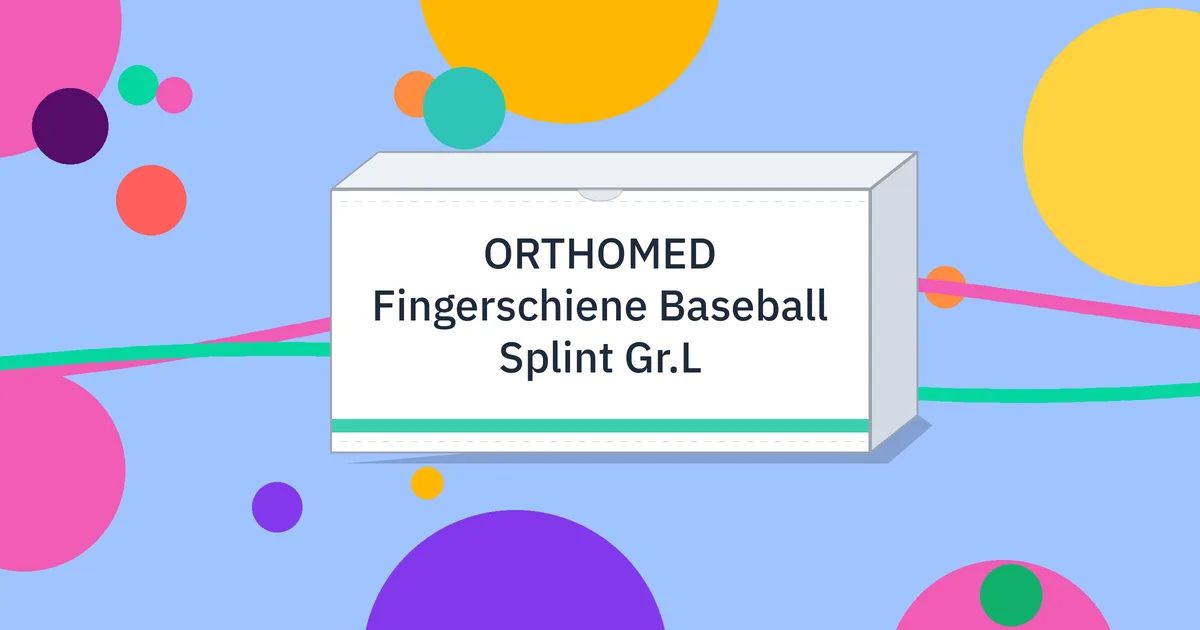 Symbolbild: Packung mit der Aufschrift ORTHOMED Fingerschiene Baseball Splint Gr.L (PZN 16506960) – Verfügbarkeit und Bezug in Apotheken in Frankfurt am Main