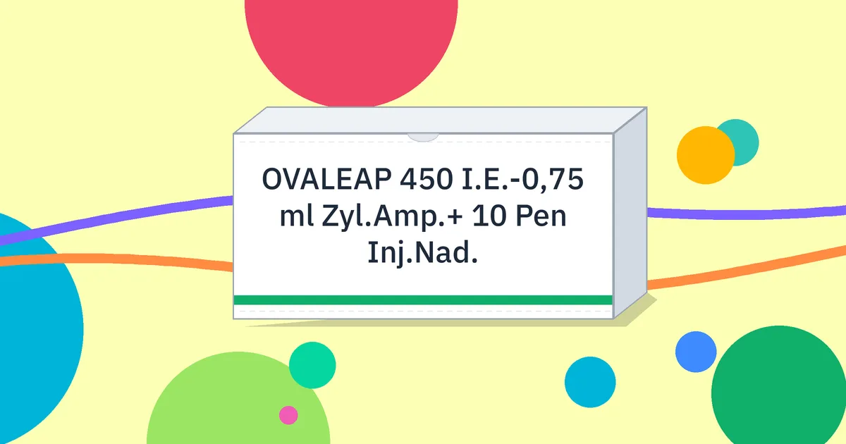 Symbolbild: Packung mit der Aufschrift OVALEAP 450 I.E.-0,75 ml Zyl.Amp.+ 10 Pen Inj.Nad. (PZN 04533199) – Verfügbarkeit und Bezug in Apotheken in Frankfurt am Main