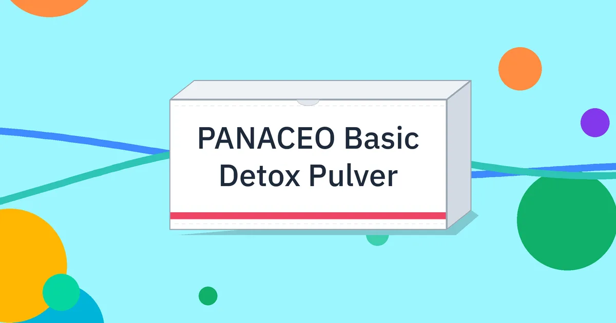 Symbolbild: Packung mit der Aufschrift PANACEO Basic Detox Pulver (PZN 19638030) – Verfügbarkeit und Bezug in Apotheken in Frankfurt am Main