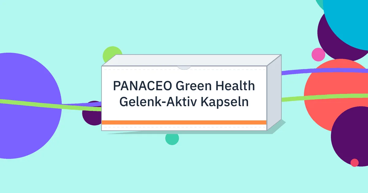 Symbolbild: Packung mit der Aufschrift PANACEO Green Health Gelenk-Aktiv Kapseln (PZN 19251584) – Verfügbarkeit und Bezug in Apotheken in Frankfurt am Main