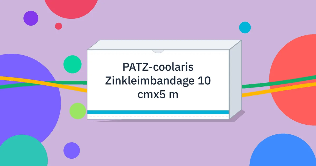 Symbolbild: Packung mit der Aufschrift PATZ-coolaris Zinkleimbandage 10 cmx5 m (PZN 19800192) – Verfügbarkeit und Bezug in Apotheken in Frankfurt am Main