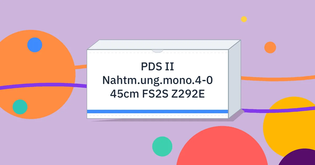 Symbolbild: Packung mit der Aufschrift PDS II Nahtm.ung.mono.4-0 45cm FS2S Z292E (PZN 14262063) – Verfügbarkeit und Bezug in Apotheken in Frankfurt am Main