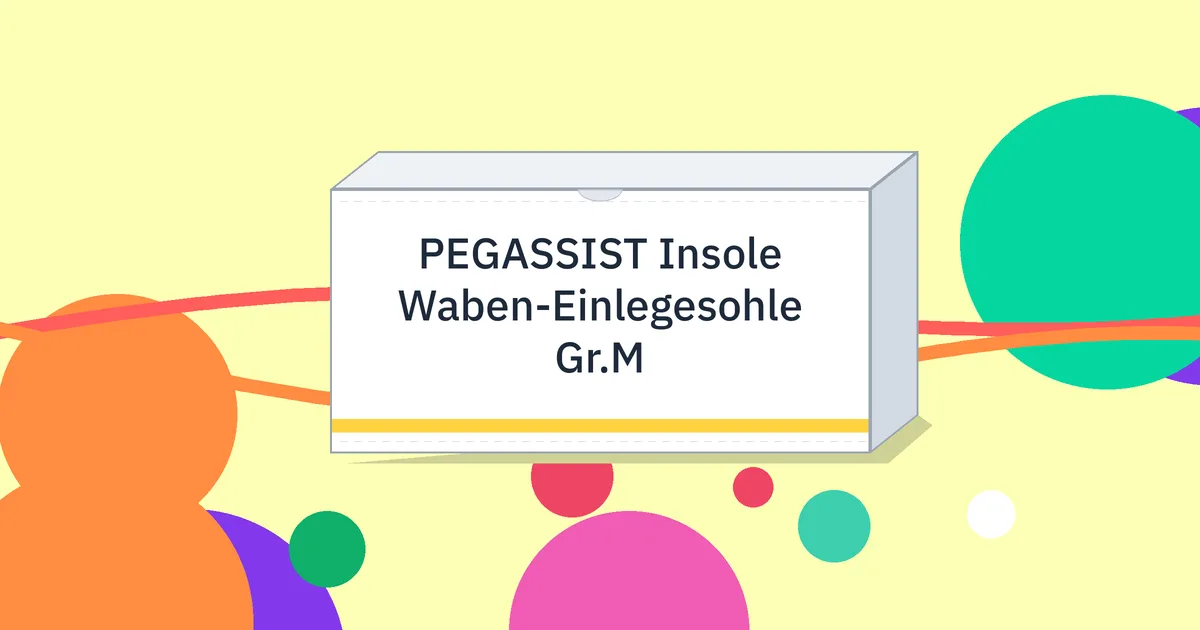Symbolbild: Packung mit der Aufschrift PEGASSIST Insole Waben-Einlegesohle Gr.M (PZN 14255293) – Verfügbarkeit und Bezug in Apotheken in Frankfurt am Main