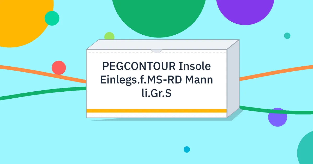 Symbolbild: Packung mit der Aufschrift PEGCONTOUR Insole Einlegs.f.MS-RD Mann li.Gr.S (PZN 14256192) – Verfügbarkeit und Bezug in Apotheken in Frankfurt am Main