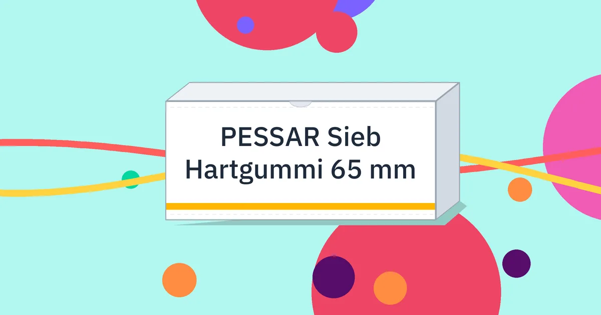 Symbolbild: Packung mit der Aufschrift PESSAR Sieb Hartgummi 65 mm (PZN 01734017) – Verfügbarkeit und Bezug in Apotheken in Frankfurt am Main