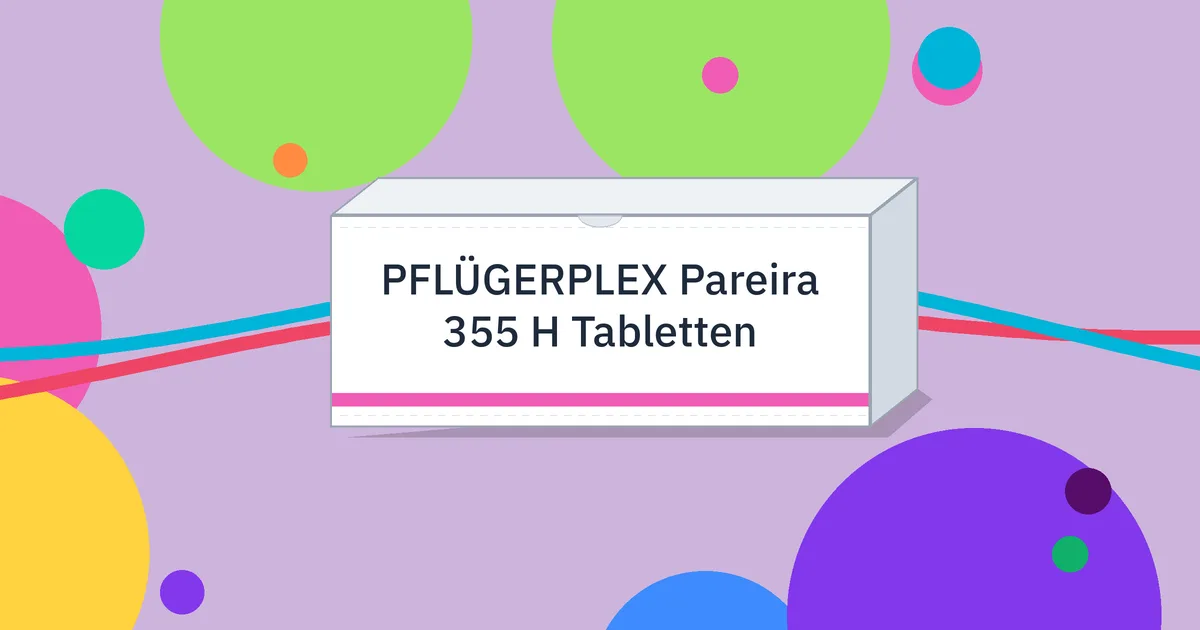 Symbolbild: Packung mit der Aufschrift PFLÜGERPLEX Pareira 355 H Tabletten (PZN 09708829) – Verfügbarkeit und Bezug in Apotheken in Frankfurt am Main