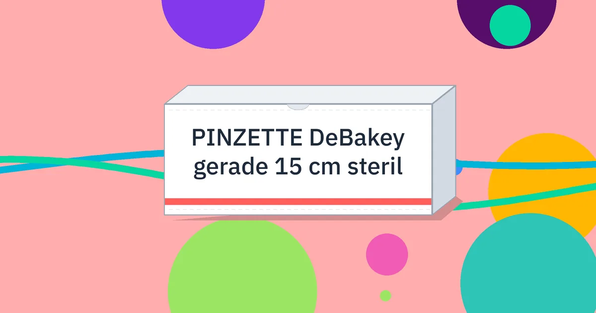 Symbolbild: Packung mit der Aufschrift PINZETTE DeBakey gerade 15 cm steril (PZN 19978458) – Verfügbarkeit und Bezug in Apotheken in Frankfurt am Main