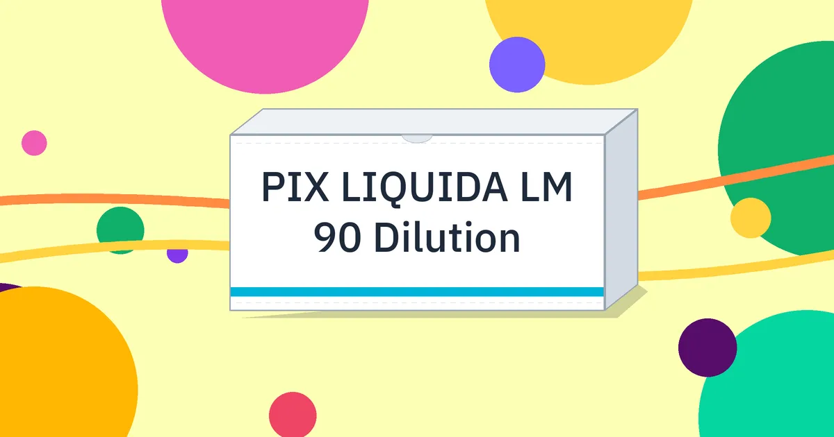 Symbolbild: Packung mit der Aufschrift PIX LIQUIDA LM 90 Dilution (PZN 13646519) – Verfügbarkeit und Bezug in Apotheken in Frankfurt am Main