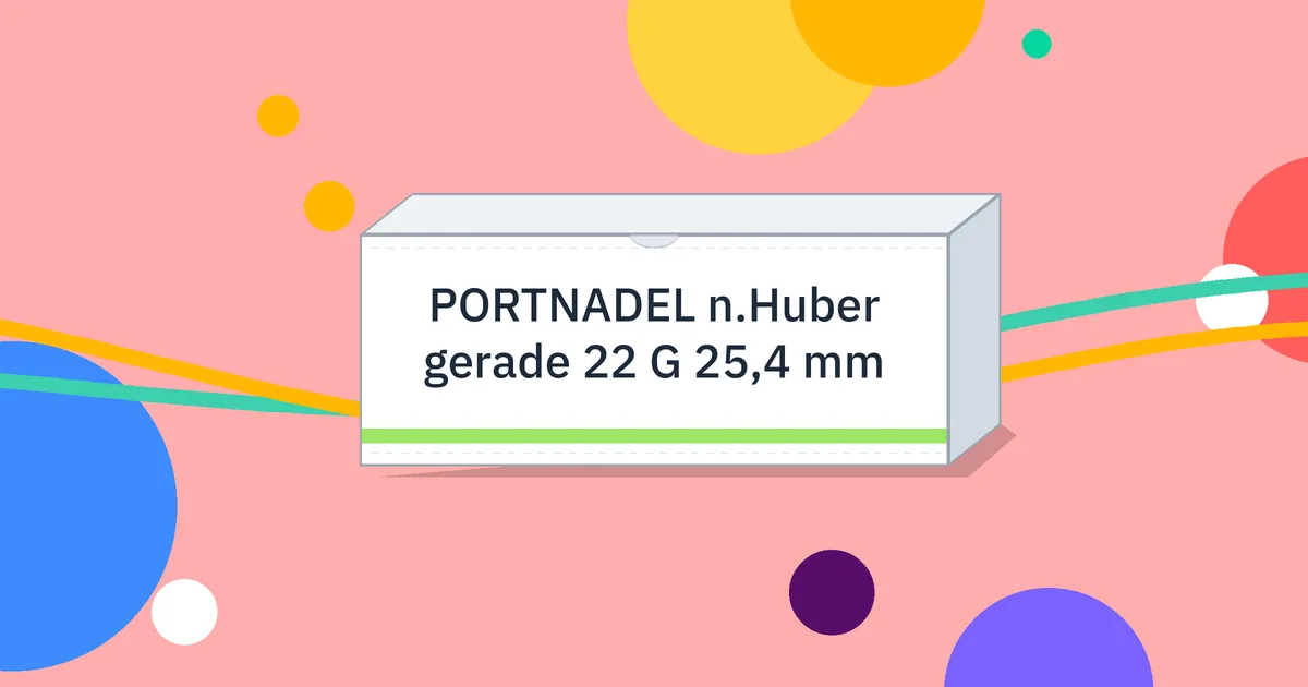Symbolbild: Packung mit der Aufschrift PORTNADEL n.Huber gerade 22 G 25,4 mm (PZN 00435436) – Verfügbarkeit und Bezug in Apotheken in Frankfurt am Main