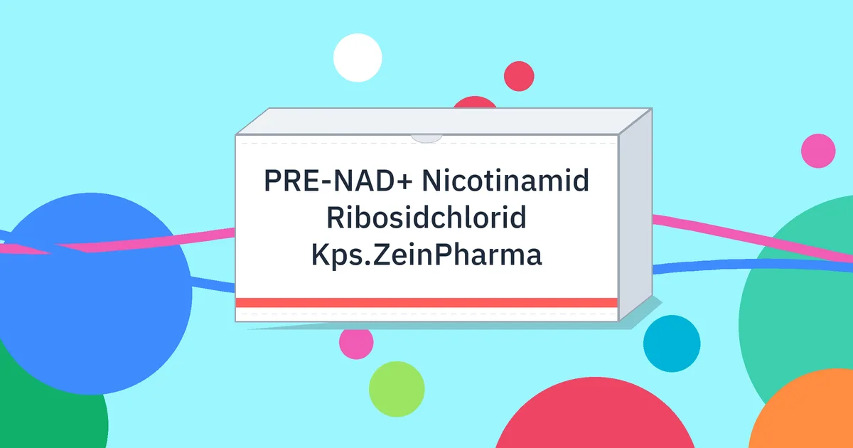 Symbolbild: Packung mit der Aufschrift PRE-NAD+ Nicotinamid Ribosidchlorid Kps.ZeinPharma (PZN 18337898) – Verfügbarkeit und Bezug in Apotheken in Frankfurt am Main