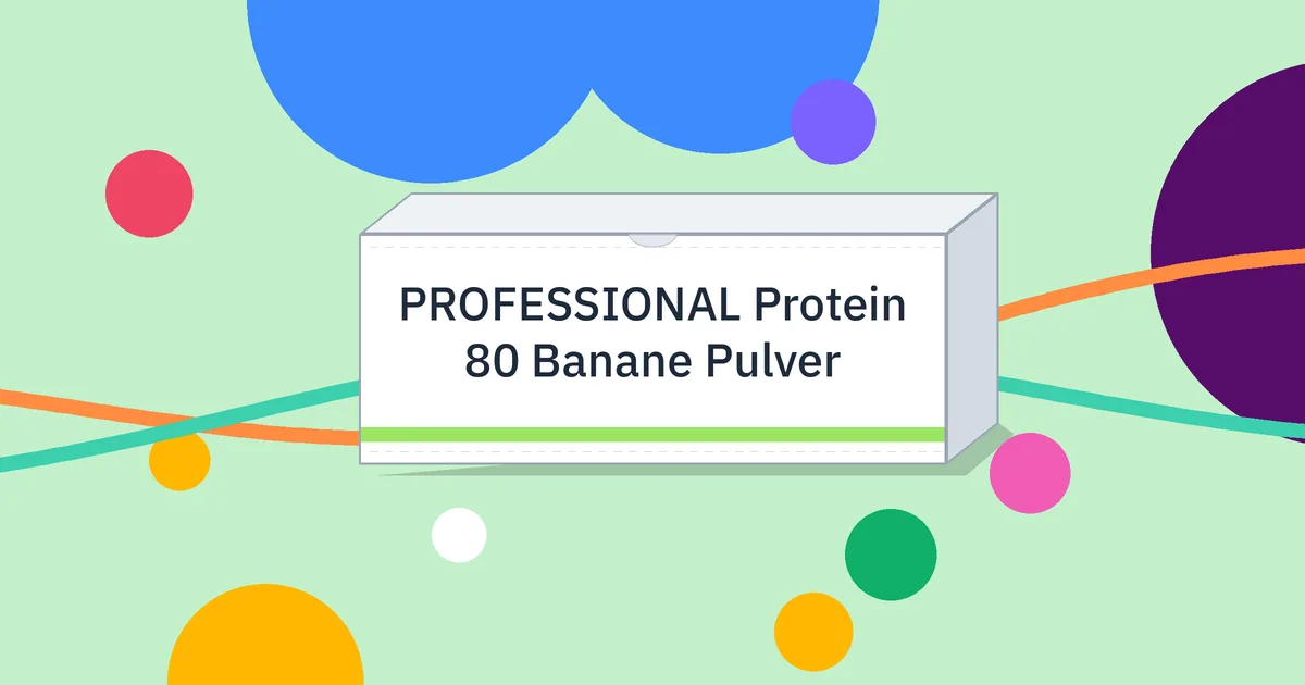Symbolbild: Packung mit der Aufschrift PROFESSIONAL Protein 80 Banane Pulver (PZN 07304855) – Verfügbarkeit und Bezug in Apotheken in Frankfurt am Main