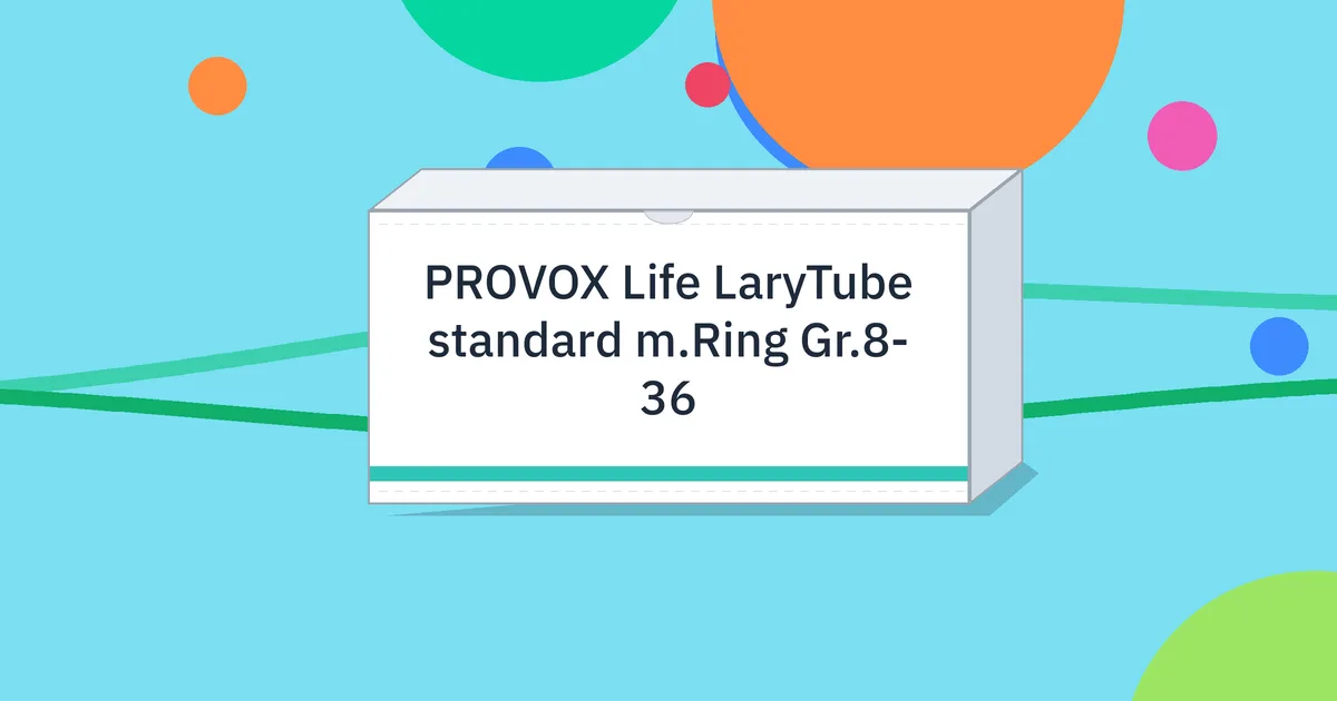Symbolbild: Packung mit der Aufschrift PROVOX Life LaryTube standard m.Ring Gr.8-36 (PZN 19625145) – Verfügbarkeit und Bezug in Apotheken in Frankfurt am Main