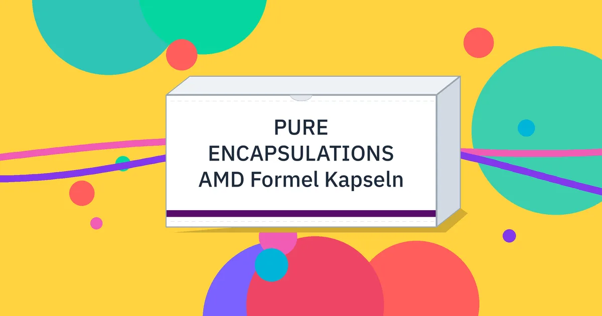 Symbolbild: Packung mit der Aufschrift PURE ENCAPSULATIONS AMD Formel Kapseln (PZN 10194815) – Verfügbarkeit und Bezug in Apotheken in Frankfurt am Main