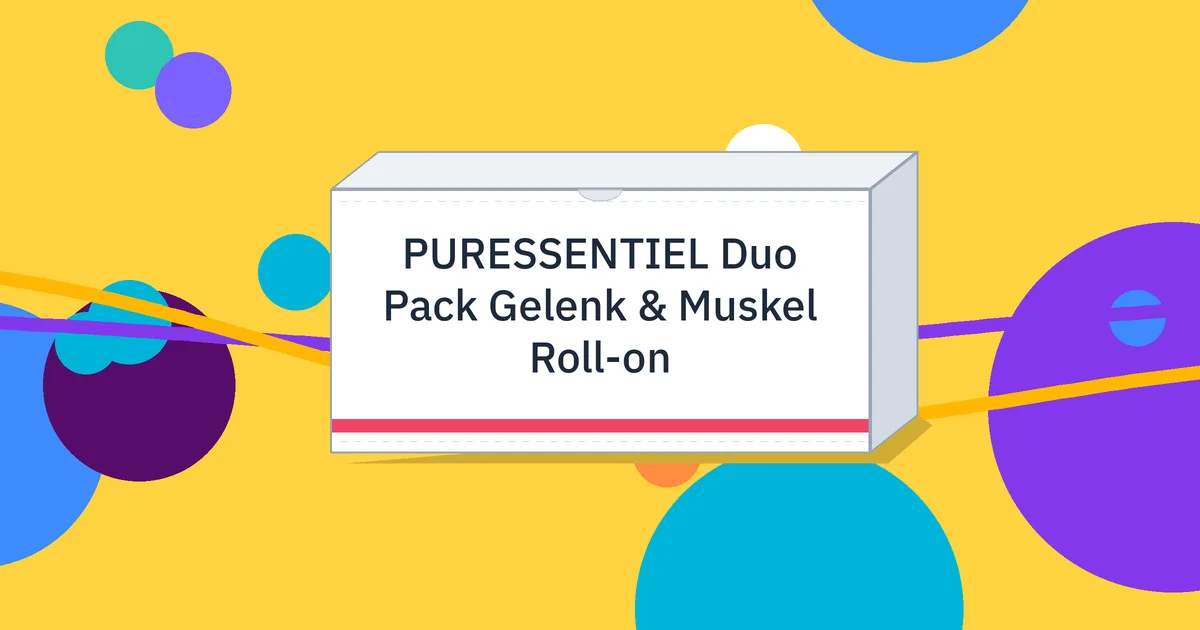 Symbolbild: Packung mit der Aufschrift PURESSENTIEL Duo Pack Gelenk & Muskel Roll-on (PZN 20420365) – Verfügbarkeit und Bezug in Apotheken in Frankfurt am Main
