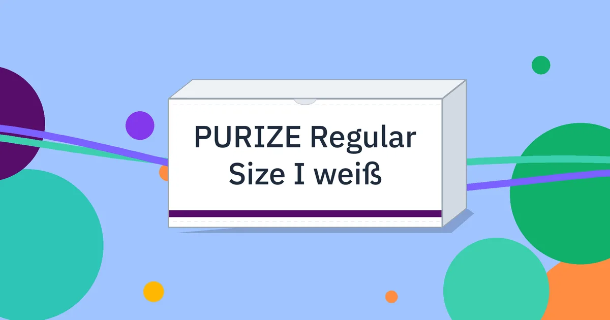 Symbolbild: Packung mit der Aufschrift PURIZE Regular Size I weiß (PZN 20294245) – Verfügbarkeit und Bezug in Apotheken in Frankfurt am Main
