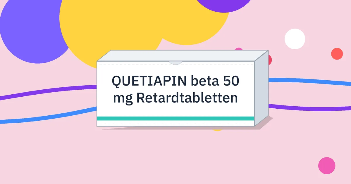 Symbolbild: Packung mit der Aufschrift QUETIAPIN beta 50 mg Retardtabletten (PZN 04787899) – Verfügbarkeit und Bezug in Apotheken in Frankfurt am Main