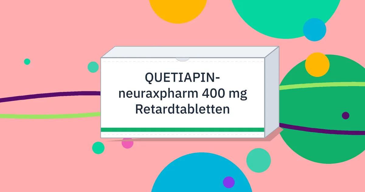 Symbolbild: Packung mit der Aufschrift QUETIAPIN-neuraxpharm 400 mg Retardtabletten (PZN 09445927) – Verfügbarkeit und Bezug in Apotheken in Frankfurt am Main