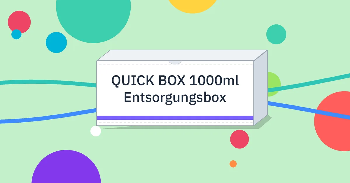 Symbolbild: Packung mit der Aufschrift QUICK BOX 1000ml Entsorgungsbox (PZN 09239228) – Verfügbarkeit und Bezug in Apotheken in Frankfurt am Main