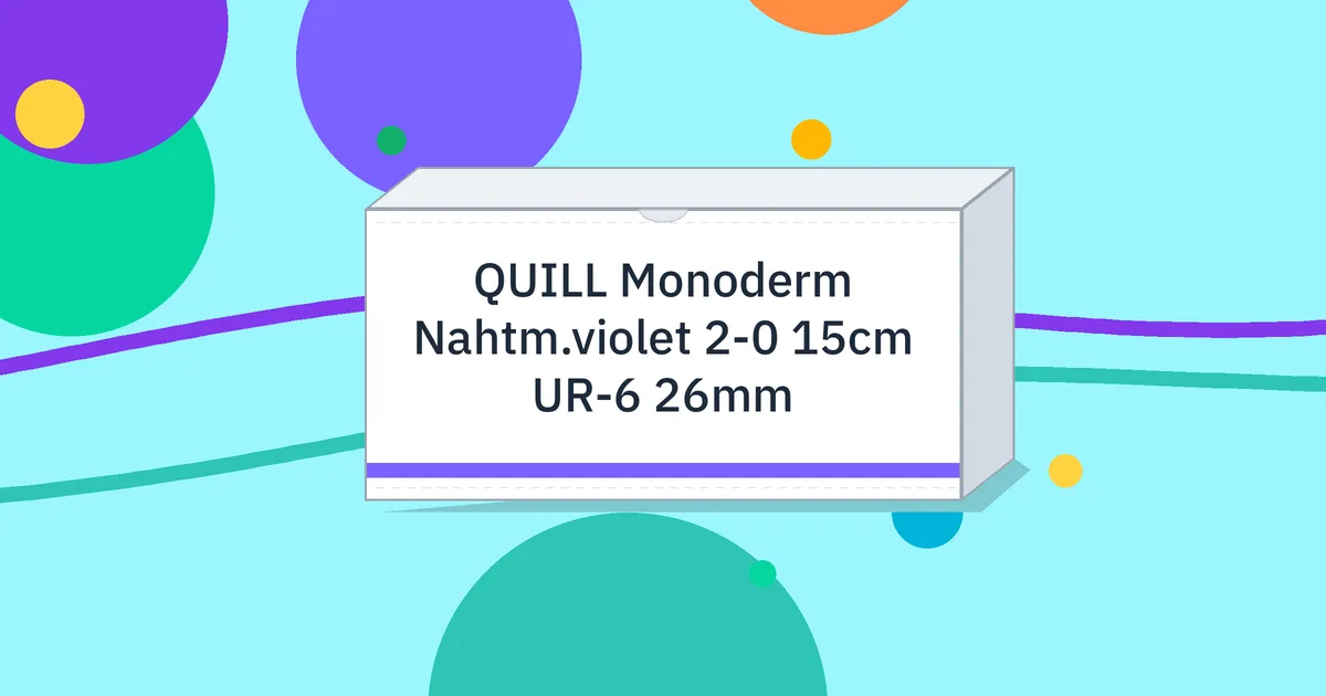 Symbolbild: Packung mit der Aufschrift QUILL Monoderm Nahtm.violet 2-0 15cm UR-6 26mm (PZN 17987878) – Verfügbarkeit und Bezug in Apotheken in Frankfurt am Main