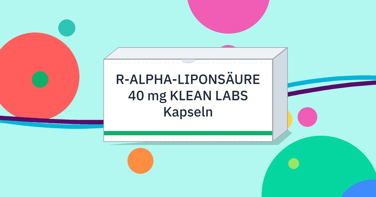 Symbolbild: Packung mit der Aufschrift R-ALPHA-LIPONSÄURE 40 mg KLEAN LABS Kapseln (PZN 20175121) – Verfügbarkeit und Bezug in Apotheken in Frankfurt am Main