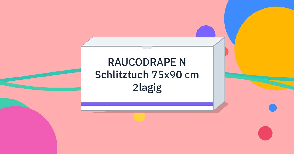 Symbolbild: Packung mit der Aufschrift RAUCODRAPE N Schlitztuch 75x90 cm 2lagig (PZN 06680361) – Verfügbarkeit und Bezug in Apotheken in Frankfurt am Main