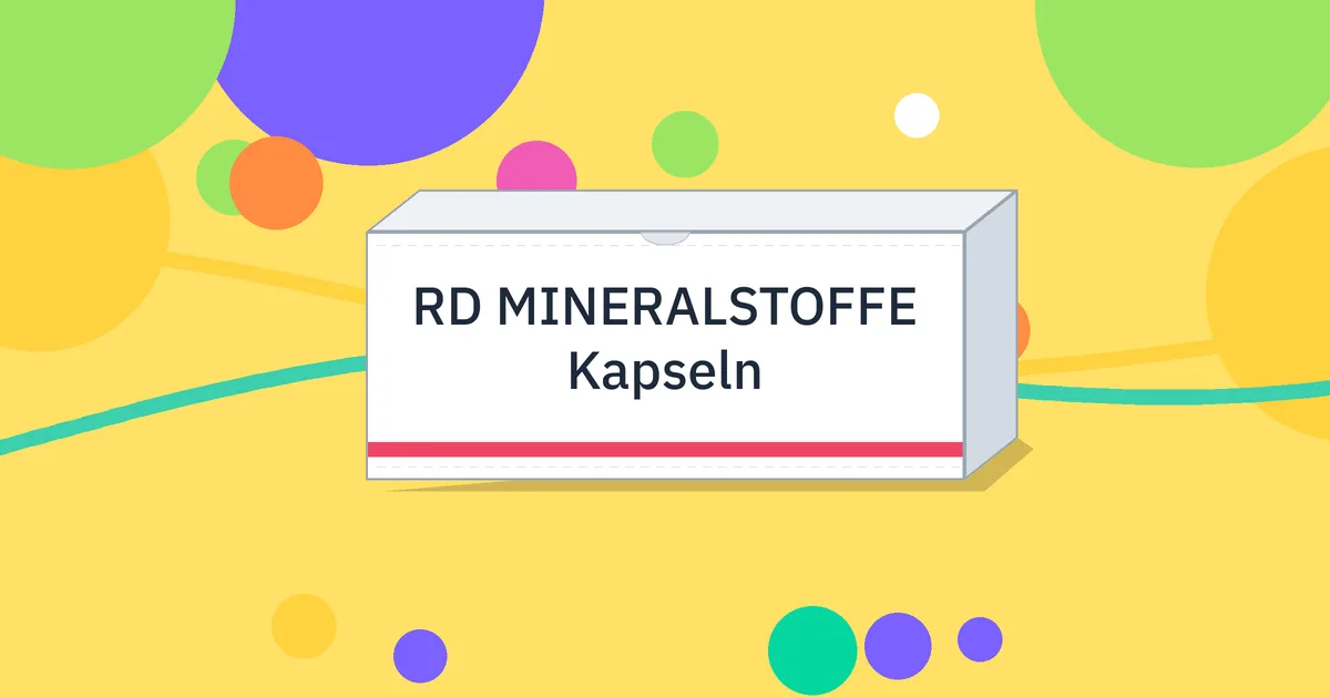 Symbolbild: Packung mit der Aufschrift RD MINERALSTOFFE Kapseln (PZN 08791308) – Verfügbarkeit und Bezug in Apotheken in Frankfurt am Main