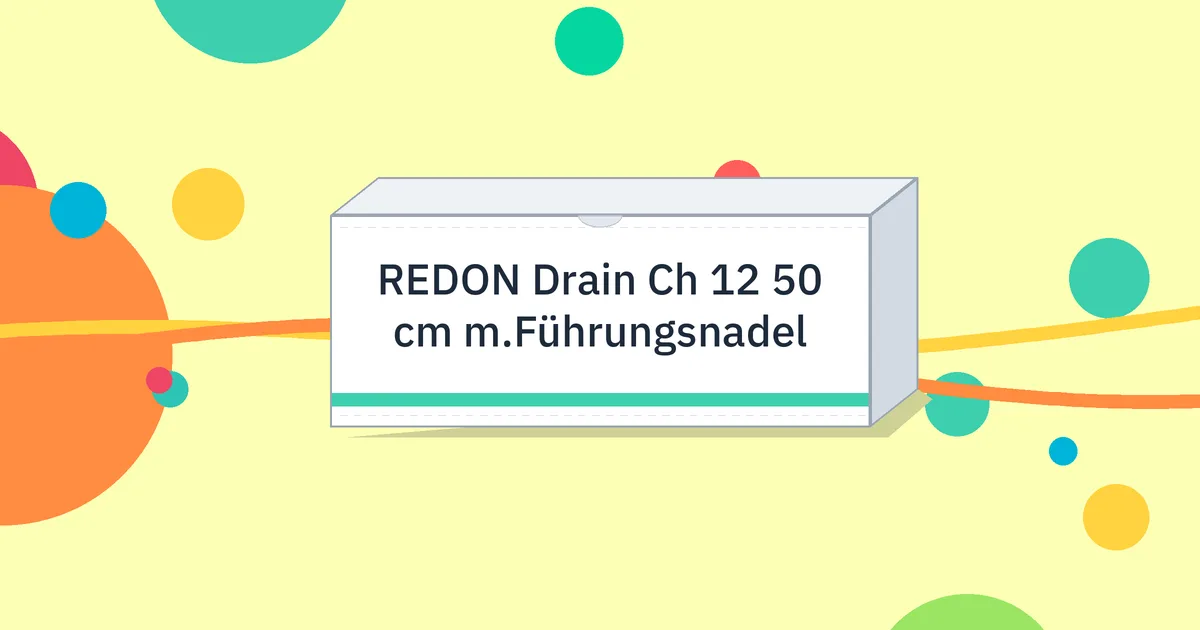 Symbolbild: Packung mit der Aufschrift REDON Drain Ch 12 50 cm m.Führungsnadel (PZN 14853249) – Verfügbarkeit und Bezug in Apotheken in Frankfurt am Main