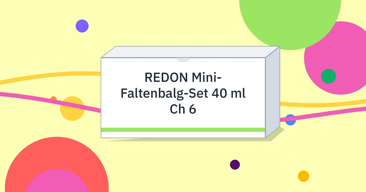 Symbolbild: Packung mit der Aufschrift REDON Mini-Faltenbalg-Set 40 ml Ch 6 (PZN 13862045) – Verfügbarkeit und Bezug in Apotheken in Frankfurt am Main