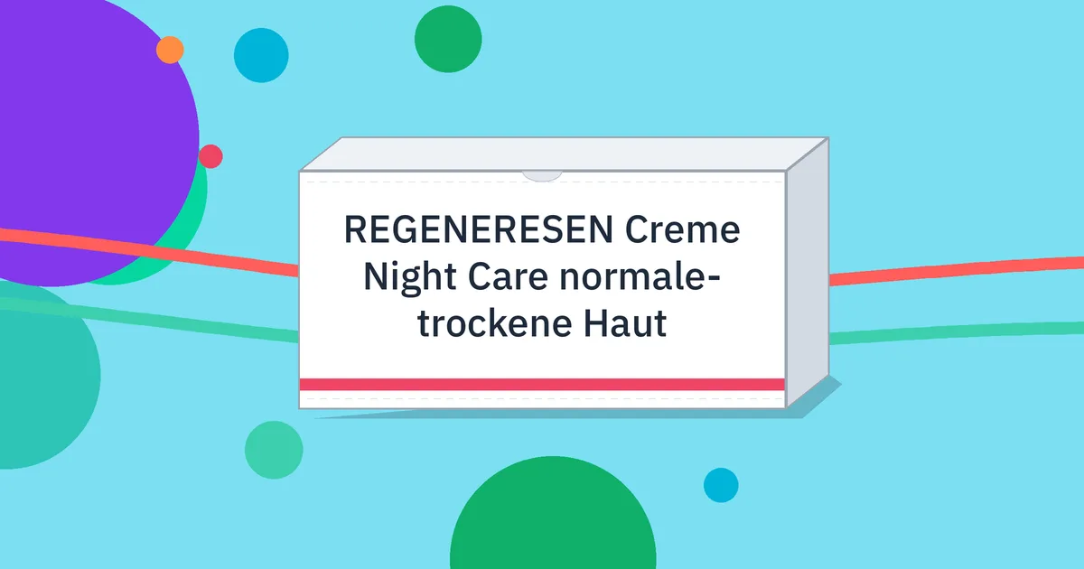 Symbolbild: Packung mit der Aufschrift REGENERESEN Creme Night Care normale-trockene Haut (PZN 16624783) – Verfügbarkeit und Bezug in Apotheken in Frankfurt am Main