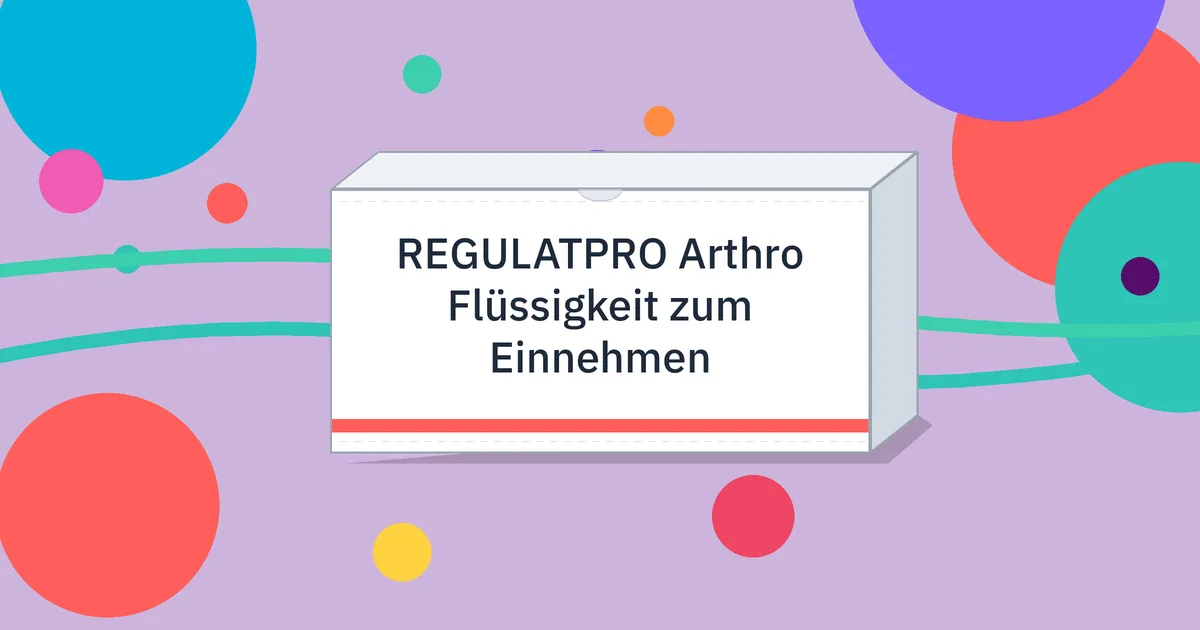 Symbolbild: Packung mit der Aufschrift REGULATPRO Arthro Flüssigkeit zum Einnehmen (PZN 12571328) – Verfügbarkeit und Bezug in Apotheken in Frankfurt am Main