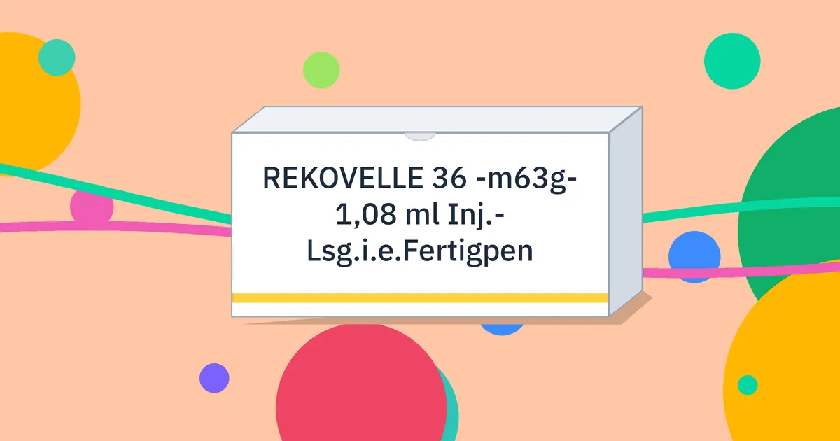 Symbolbild: Packung mit der Aufschrift REKOVELLE 36 -m63g-1,08 ml Inj.-Lsg.i.e.Fertigpen (PZN 18084977) – Verfügbarkeit und Bezug in Apotheken in Frankfurt am Main