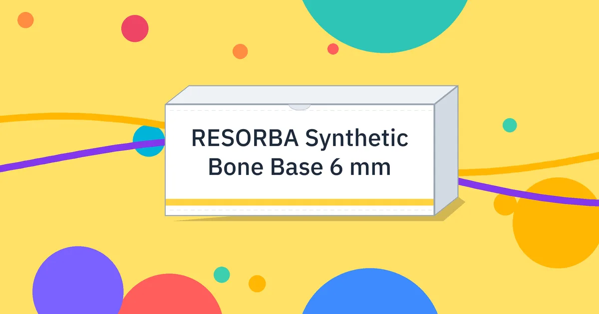 Symbolbild: Packung mit der Aufschrift RESORBA Synthetic Bone Base 6 mm (PZN 16857665) – Verfügbarkeit und Bezug in Apotheken in Frankfurt am Main