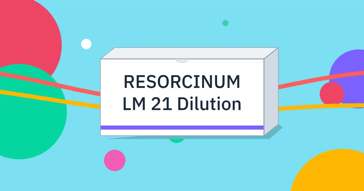 Symbolbild: Packung mit der Aufschrift RESORCINUM LM 21 Dilution (PZN 13047233) – Verfügbarkeit und Bezug in Apotheken in Frankfurt am Main