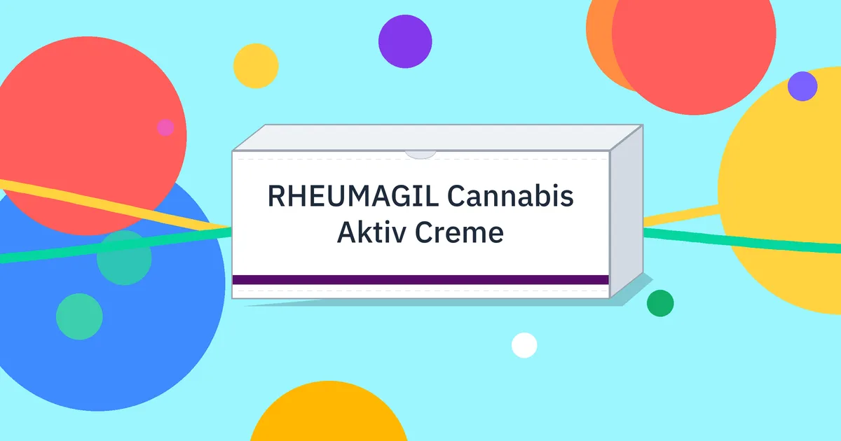 Symbolbild: Packung mit der Aufschrift RHEUMAGIL Cannabis Aktiv Creme (PZN 16086653) – Verfügbarkeit und Bezug in Apotheken in Frankfurt am Main