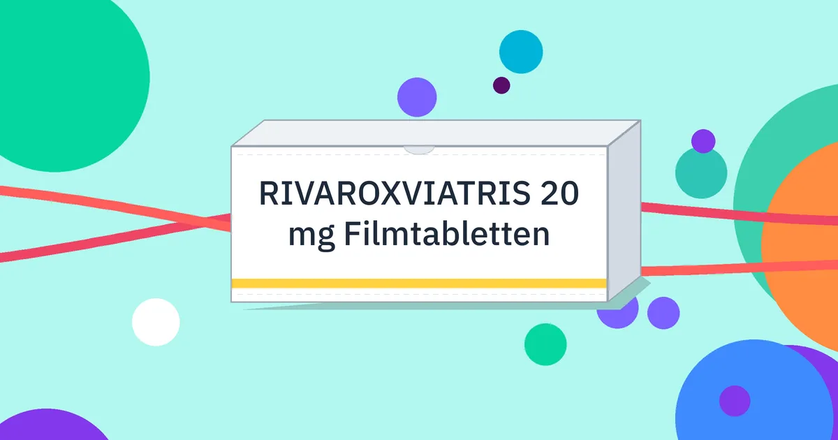 Symbolbild: Packung mit der Aufschrift RIVAROXVIATRIS 20 mg Filmtabletten (PZN 20088155) – Verfügbarkeit und Bezug in Apotheken in Frankfurt am Main