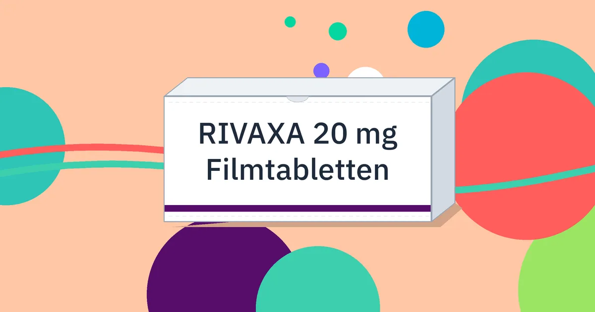 Symbolbild: Packung mit der Aufschrift RIVAXA 20 mg Filmtabletten (PZN 19074461) – Verfügbarkeit und Bezug in Apotheken in Frankfurt am Main