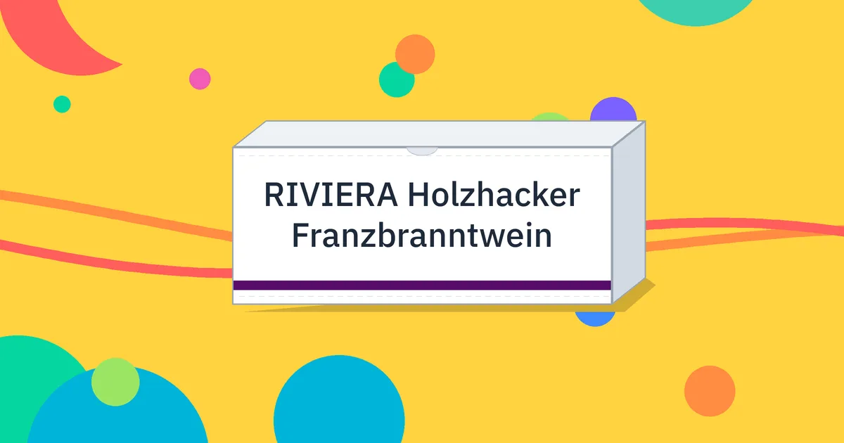 Symbolbild: Packung mit der Aufschrift RIVIERA Holzhacker Franzbranntwein (PZN 09174316) – Verfügbarkeit und Bezug in Apotheken in Frankfurt am Main