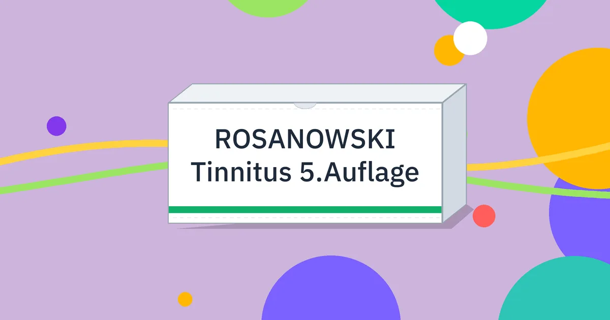 Symbolbild: Packung mit der Aufschrift ROSANOWSKI Tinnitus 5.Auflage (PZN 05884133) – Verfügbarkeit und Bezug in Apotheken in Frankfurt am Main