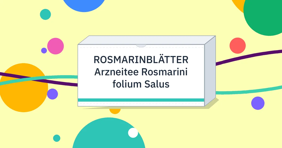 Symbolbild: Packung mit der Aufschrift ROSMARINBLÄTTER Arzneitee Rosmarini folium Salus (PZN 07618677) – Verfügbarkeit und Bezug in Apotheken in Frankfurt am Main