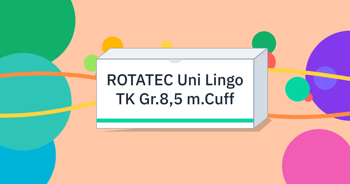 Symbolbild: Packung mit der Aufschrift ROTATEC Uni Lingo TK Gr.8,5 m.Cuff (PZN 20925220) – Verfügbarkeit und Bezug in Apotheken in Frankfurt am Main